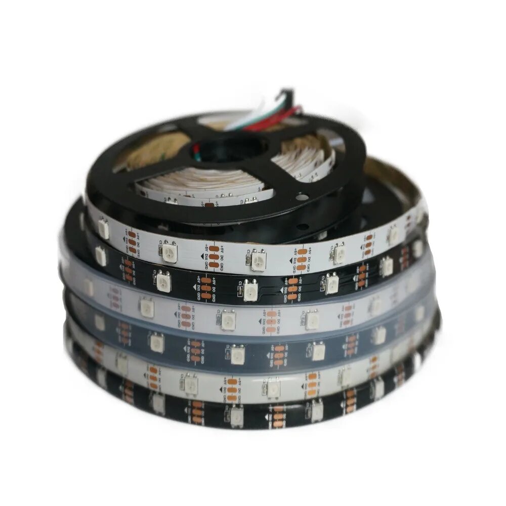 Светодиодная лента WS2812B RGB 5м, Black PCB, IP30