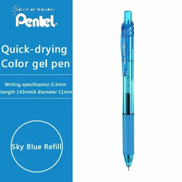 12 шт, японская быстросохнущая нейтральная игольная ручка Pentel BLN-105, 0,5 мм