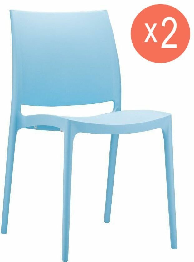 Комплект 2 шт. стульев для кухни Siesta Maya, Турция, нагрузка до 160 кг, цвет голубой