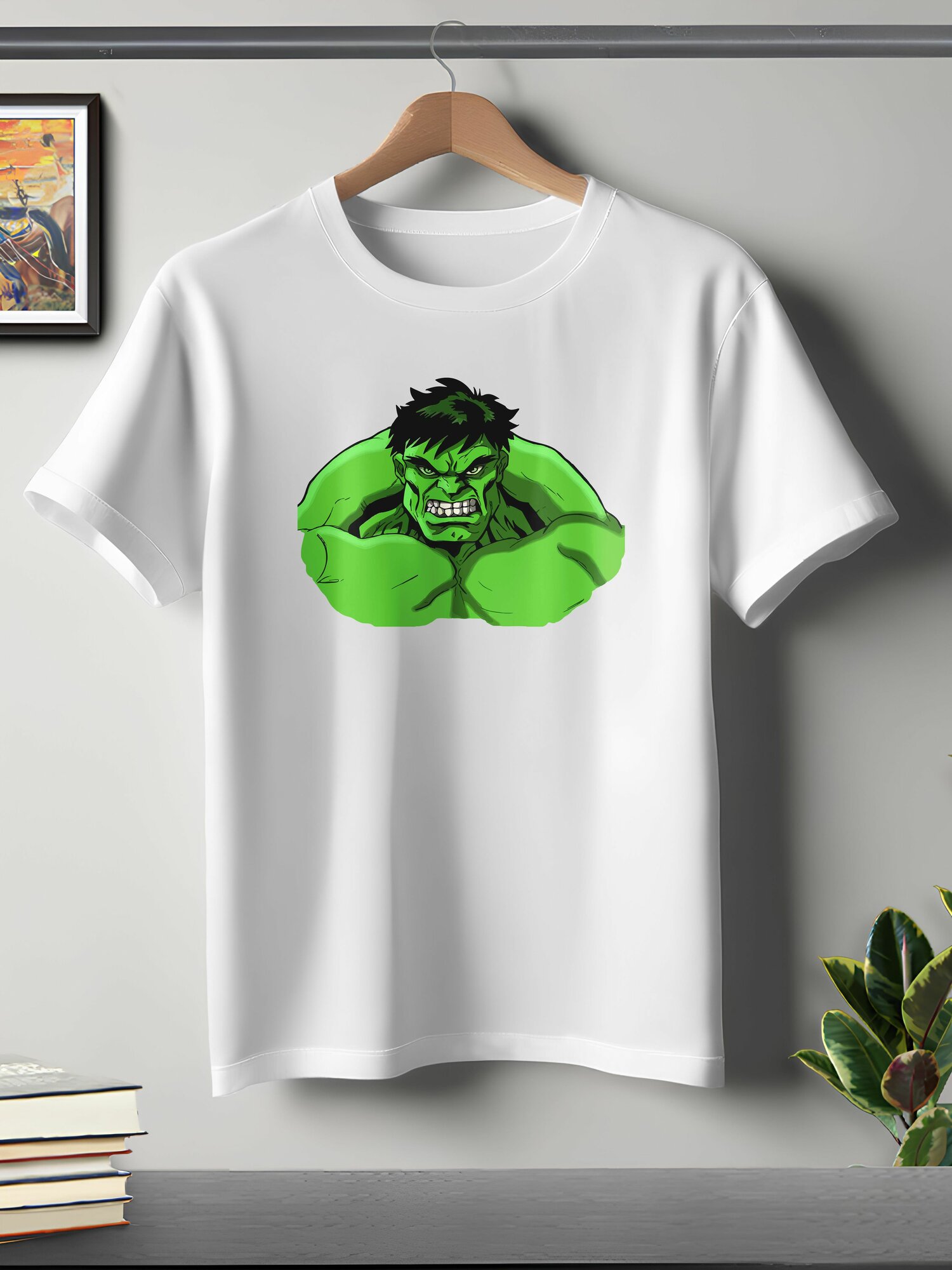 Футболка  Детская ONEQ 152 (12-13) размер с принтом Халк, белая