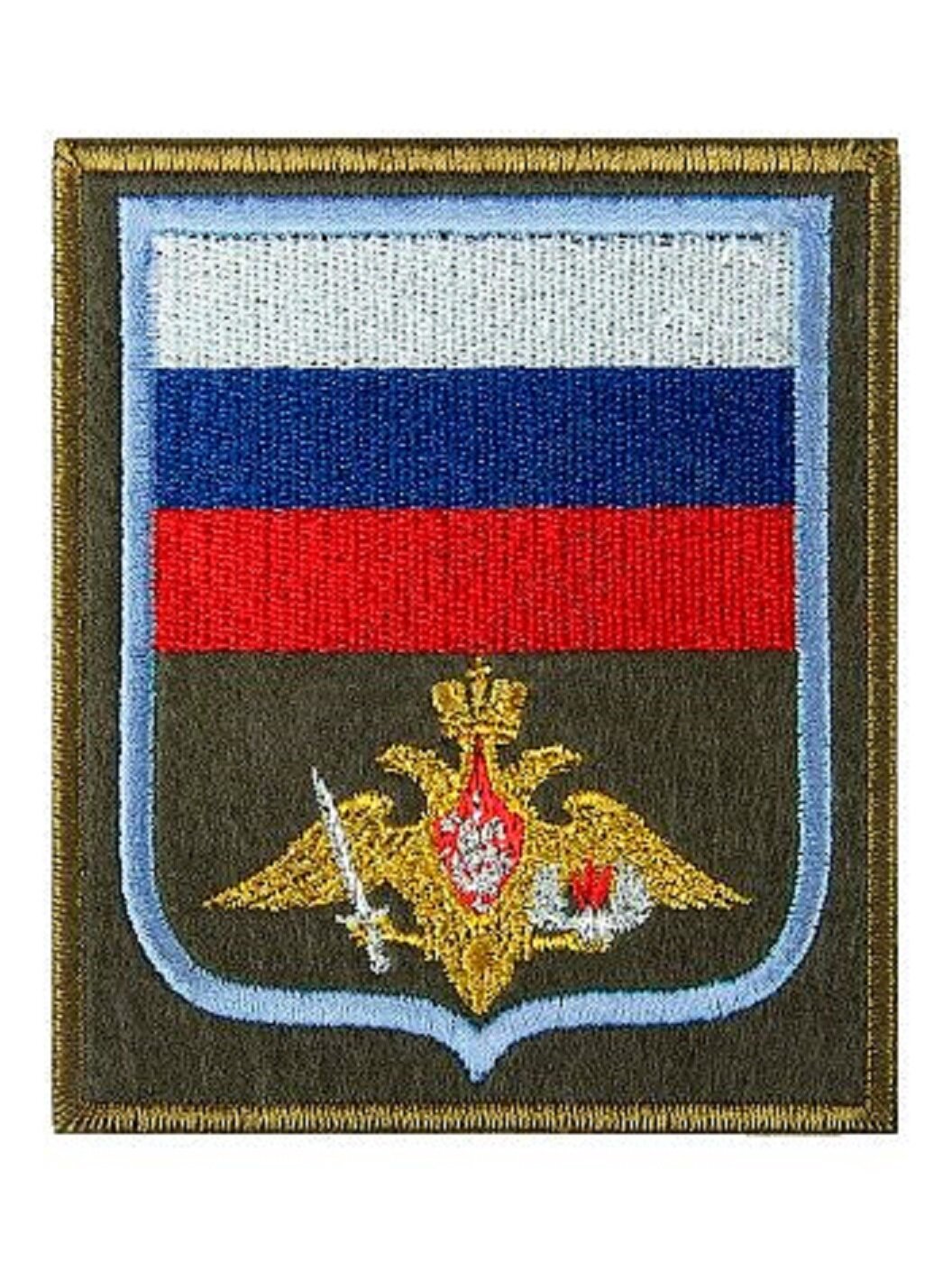 Нашивка (шеврон вышитый) на рукав Вдв н/о по приказу 300 (оливковая ткань голубой кант)