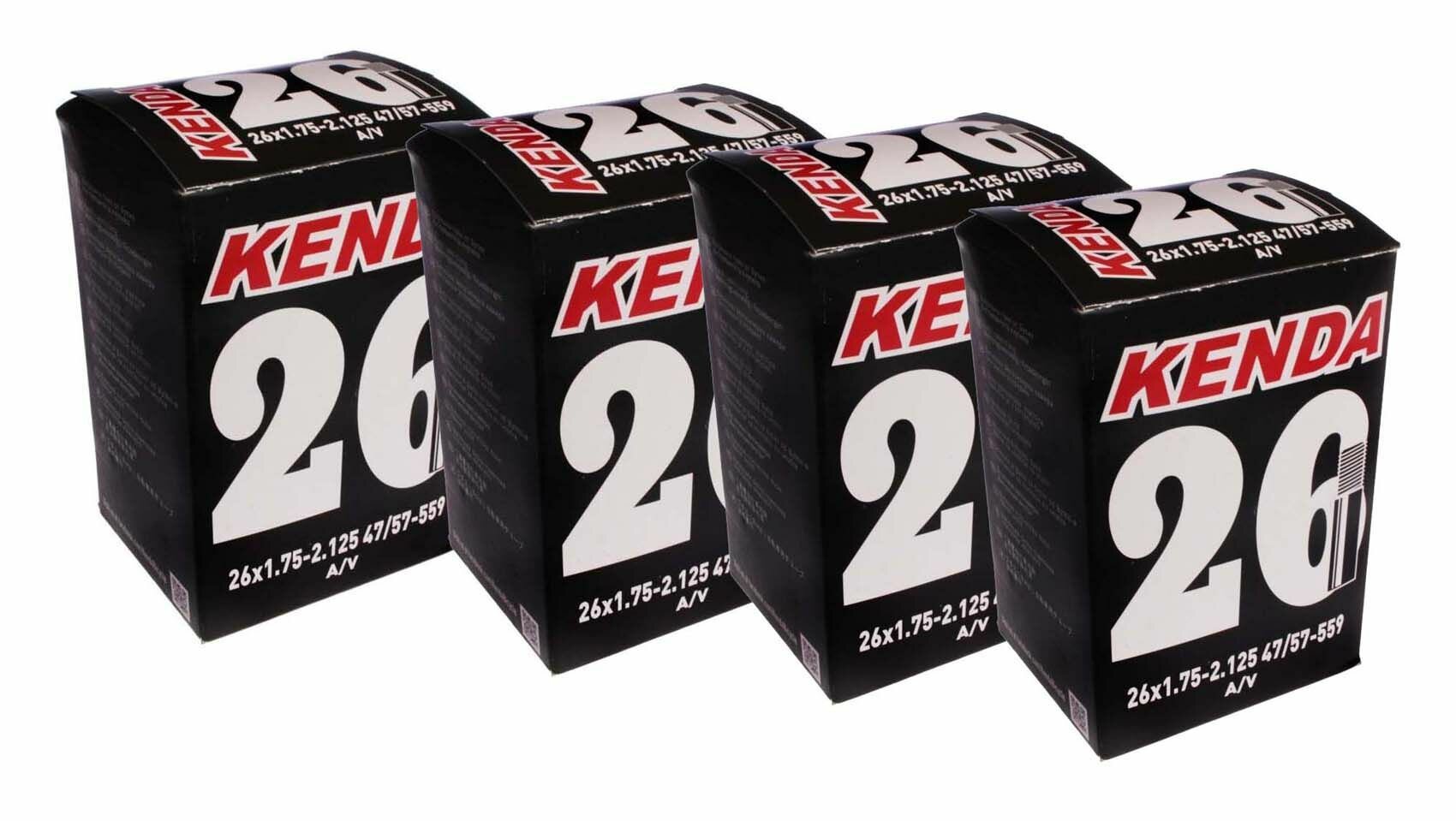 Комплект 4 штуки велокамера Kenda 26 дюймов, авто ниппель (Schrader) Ширина: 1.75-2.125
