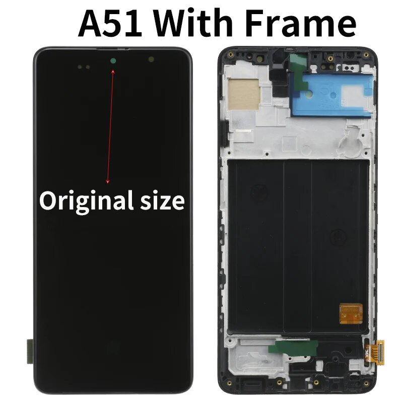 Дисплей Samsung A51 с рамкой, черный