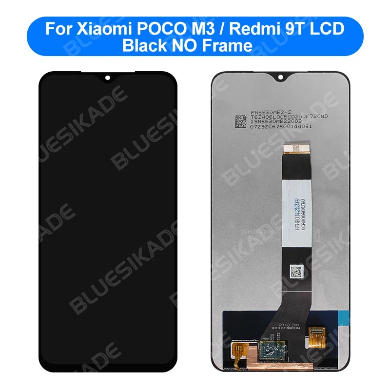 6,53-дюймовый IPS LCD-дисплей Для Xiaomi POCO M3 M2010J19CG/CI Redmi 9T, Сенсорный Black NO Frame