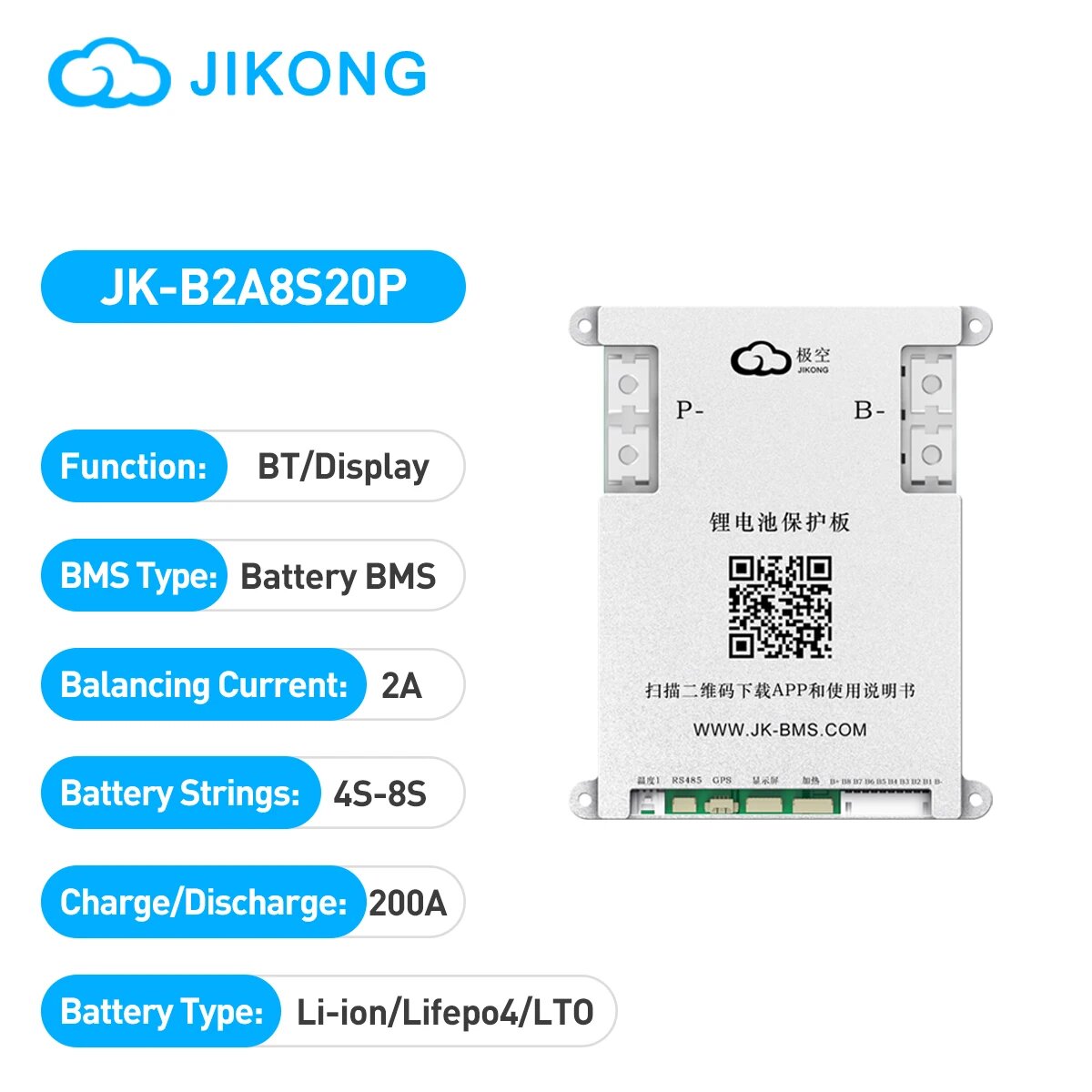 JIKONG JK-B2A8S20P BMS 4S-8S 200A Батарея