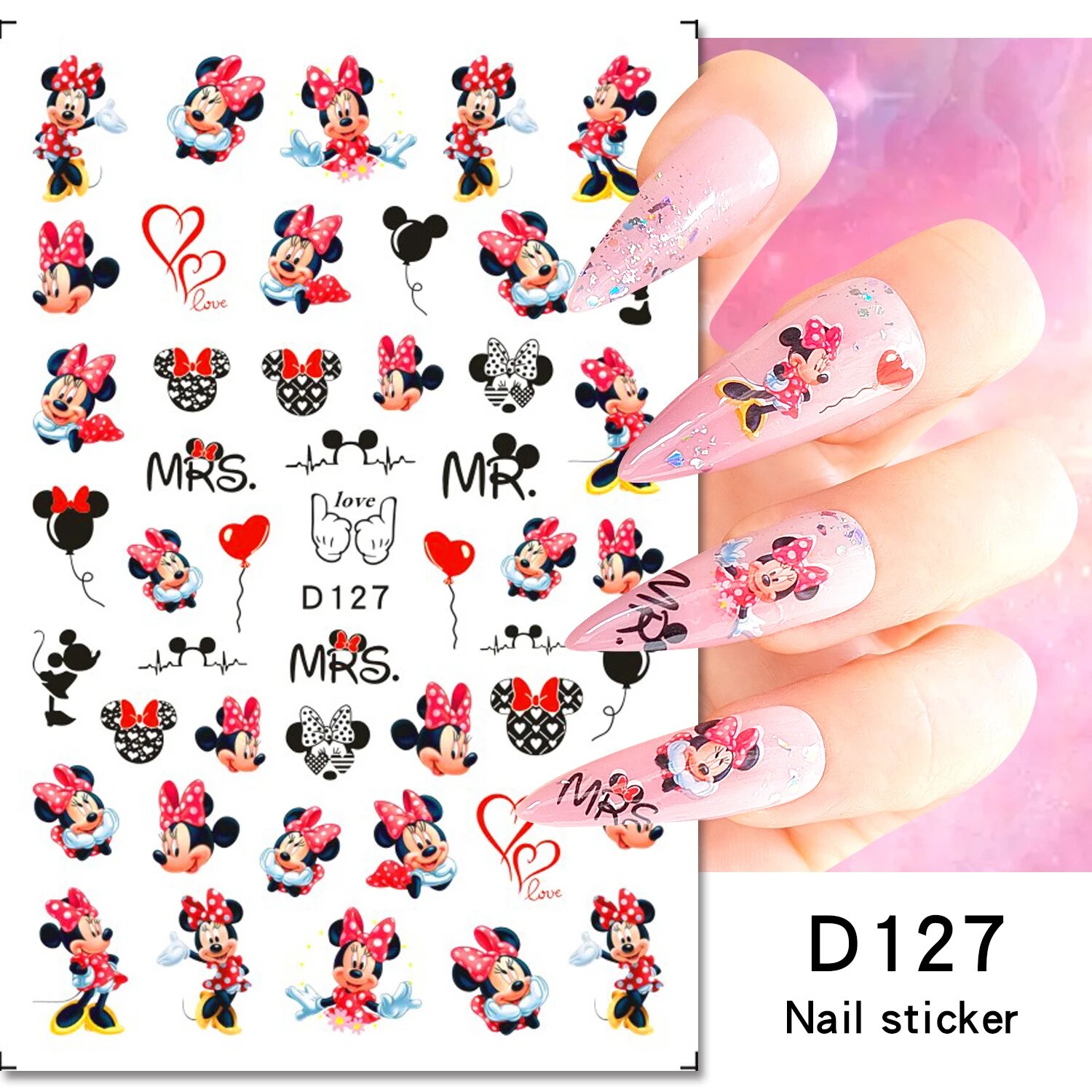 Наклейки для ногтей Disney D127, Mr. & Mrs.