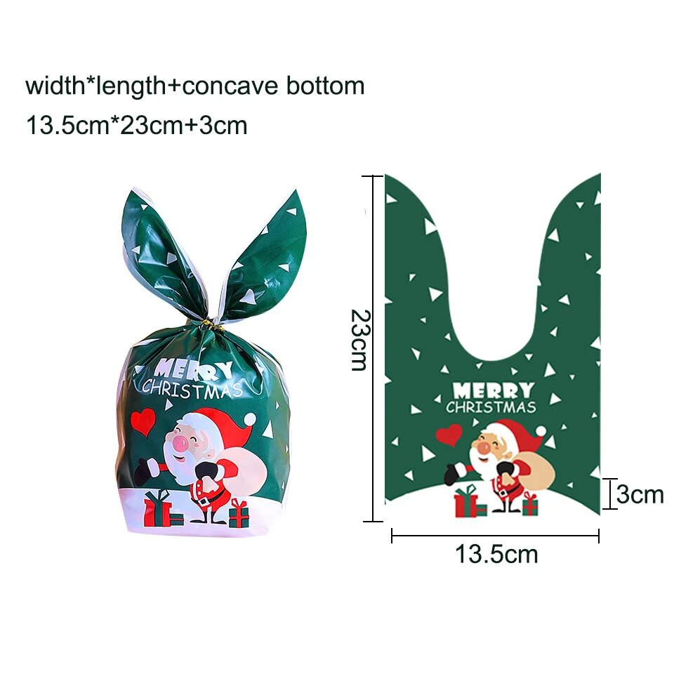 Рождественские подарочные мешки 10шт, Green Santa