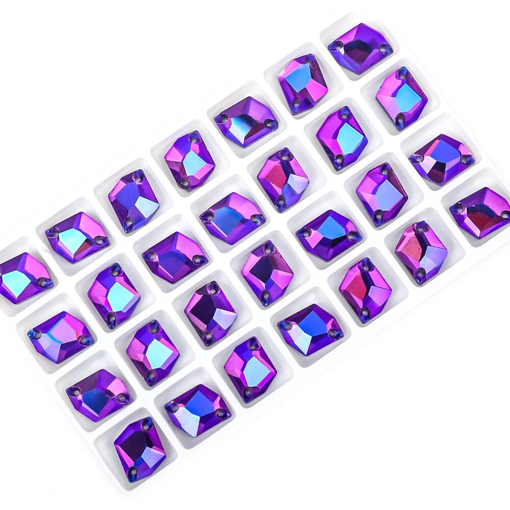 Кристаллы стеклянные 8x10mm фиолетовые violet ab 48шт