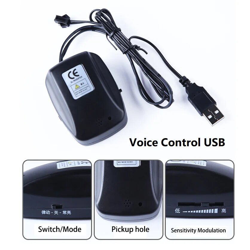 Неоновая светодиодная лента ZXJSG синяя Voice Control USB, 1m