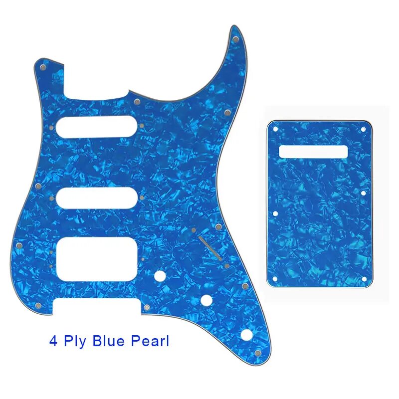 Pleroo Strat SSH гитарная накладка и задняя пластина Синий, 4Ply Blue Pearl