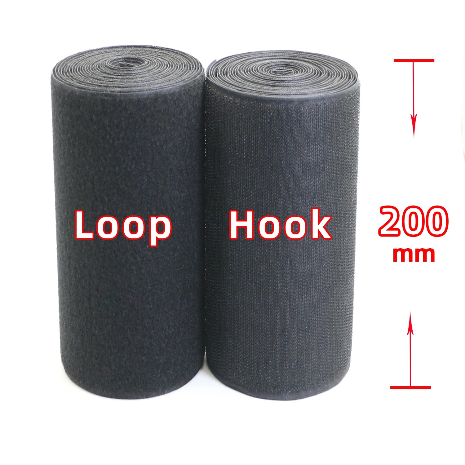 Неклейкая липучка 2м черная, 2м Hook and Loop