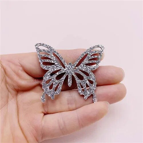 Войлочные блестящие бабочки для рукоделия DHANXINZ silver, 3.5 cm