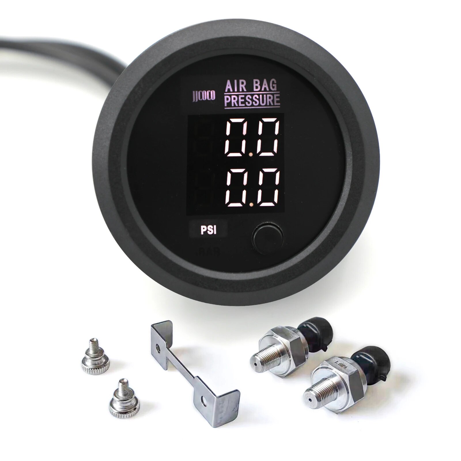 Двойной манометр Air Bag Pressure 52мм, White Display