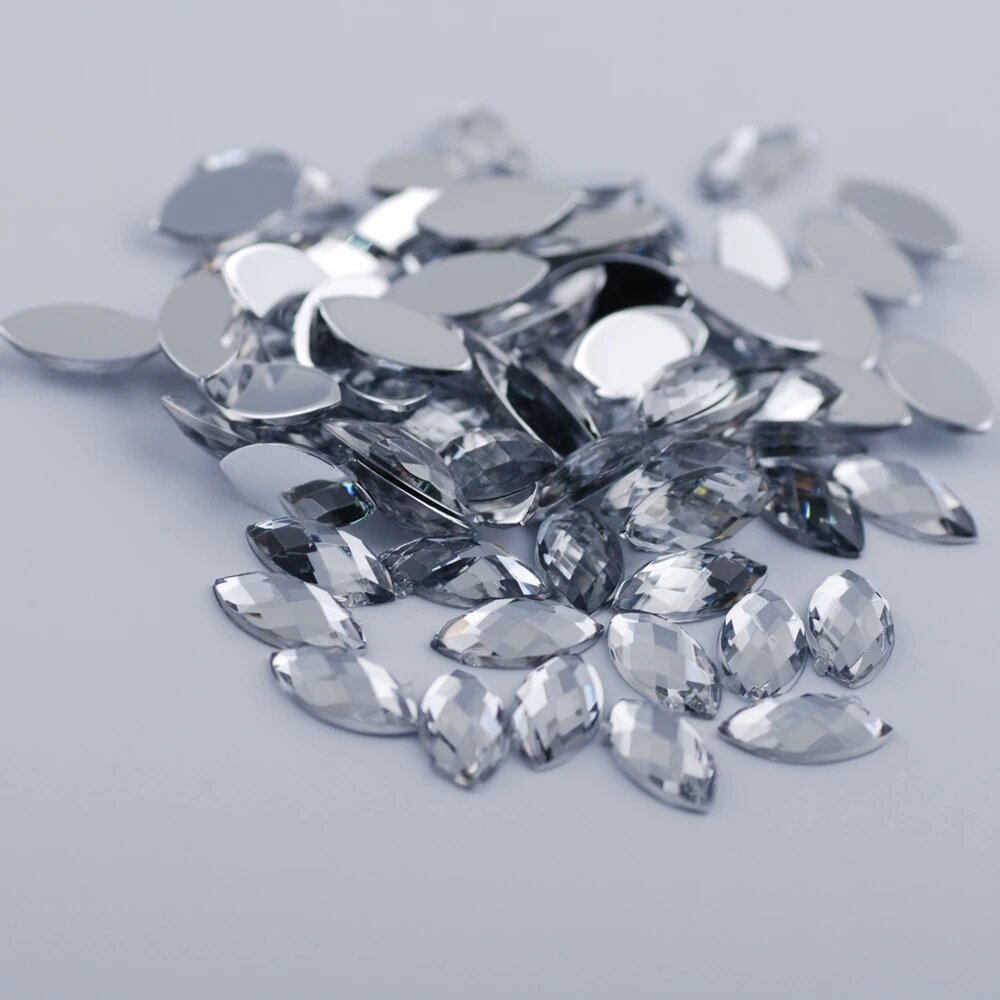 100 шт. прозрачные кристаллы акрил DIY украшения Серебряный, Crystal Clear