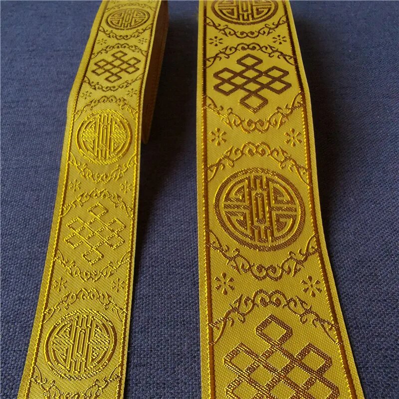 Золотая серебряная этническая вышитая лента TPSMOC 7 м Желтый, Yellow Gold, 50mm