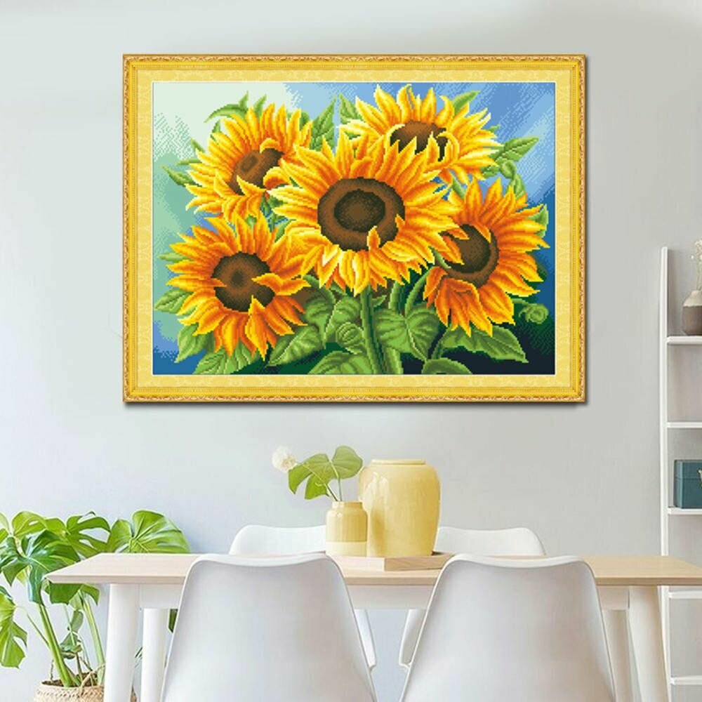 Набор для вышивания крестом, вышивка крестиком Подсолнух, 11CT 65x50cm (без подрамника, без рамки)