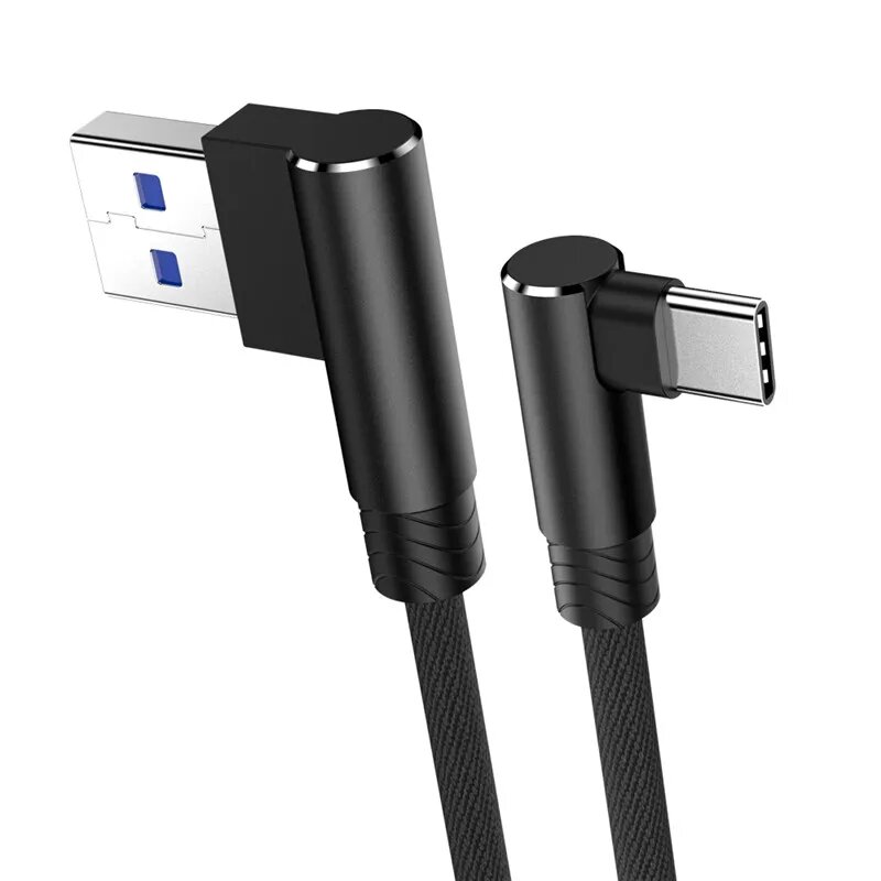 Кабель USB Type-C длиной 3 м для Samsung S21, S20, Xiaomi mi 11, Huawei, 90 градусов, быстрая зарядка USB C, Micro USB, зарядное устройство, длинный провод для передачи данных, шнур 3m for Type C, черный