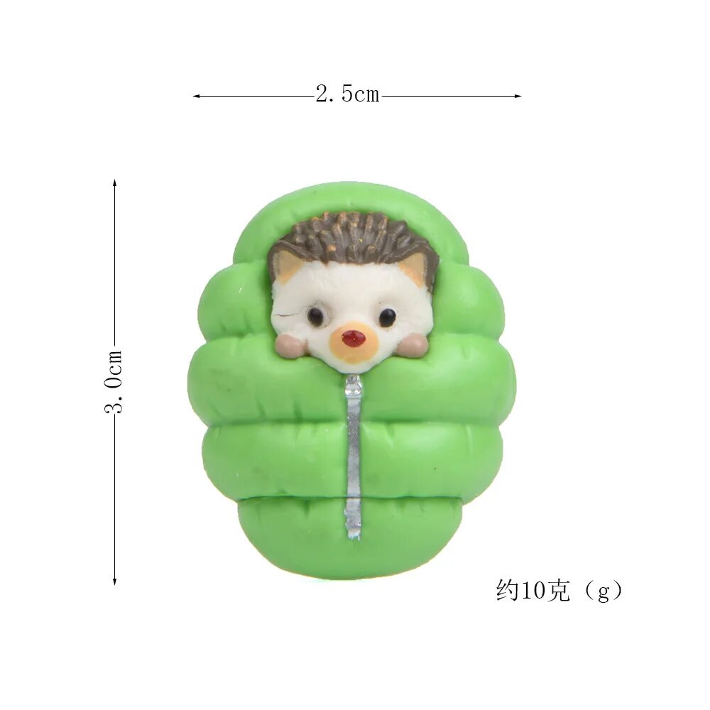 Ежик в куртке, миниатюрная фигурка, 2.5x3 см, 10г, зеленый