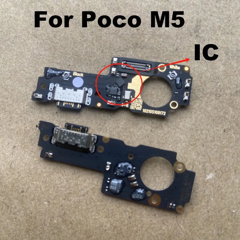 Зарядная плата для Xiaomi Poco M5 с USB-портом, гибкий кабель с поддержкой IC, запчасти для быстрого ремонта, замена 22071219CG