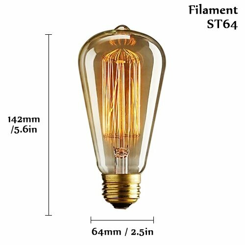 Лампа Эдисона YNL 40 Вт E27 ST64 filament 220V