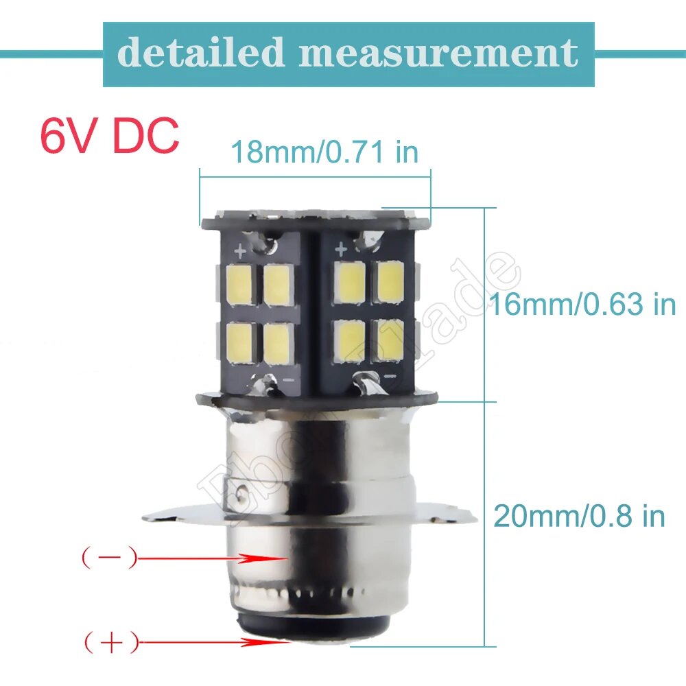6V DC LED мото-лампа P15D 18x16x20 мм