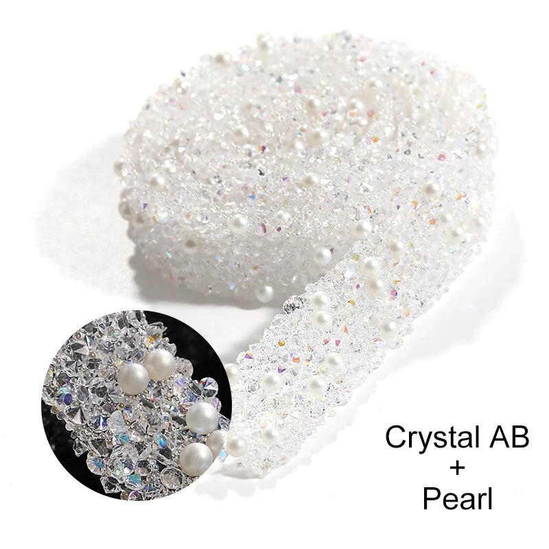 Лента-цепочка со стразами для рукоделия Crystal AB