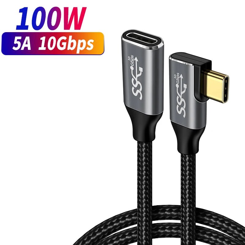 USB C кабель 0.25m, Elbow B, 100W