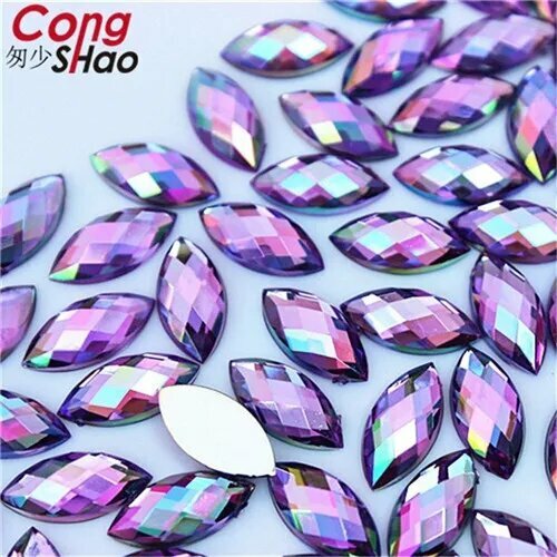 Стразы акриловые Light Purple AB 7*15 мм CongShao