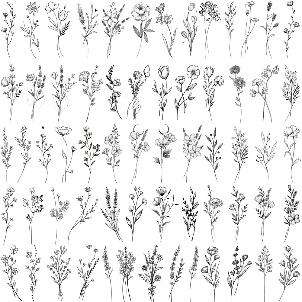 Временные татуировки YURAN 3D Лаванда 15 шт 012Grass