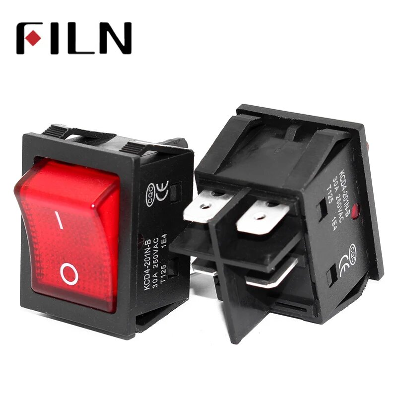 Кулисный переключатель FILN FL3-KCD4-201-6, 30А, красный, 220В