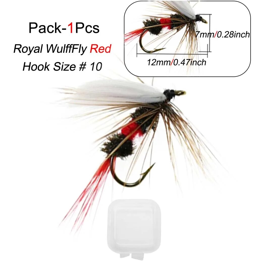 Royal Wulff Fly Red, Hook Size #10, 1Pcs-Style D