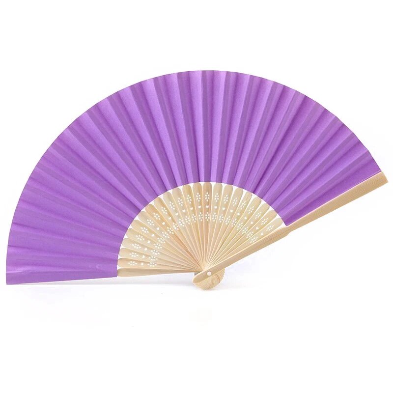 Складной бумажный веер из бамбука, ручной работы, 21 см Сиреневый, 1pcs Purple