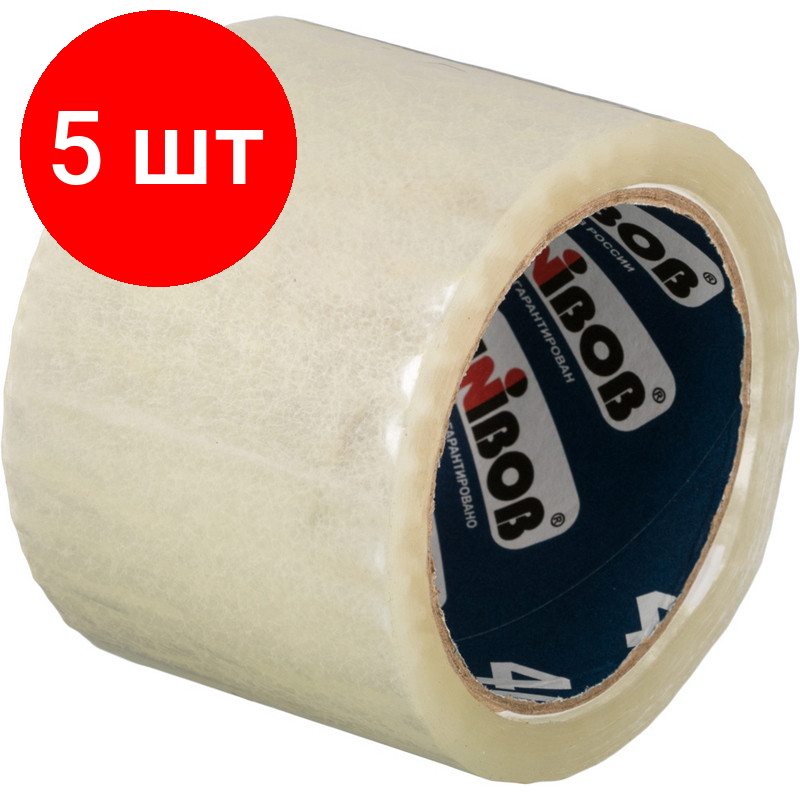 Комплект 5 рул, Клейкая лента UNIBOB 72х66 прозрач. 40мкр