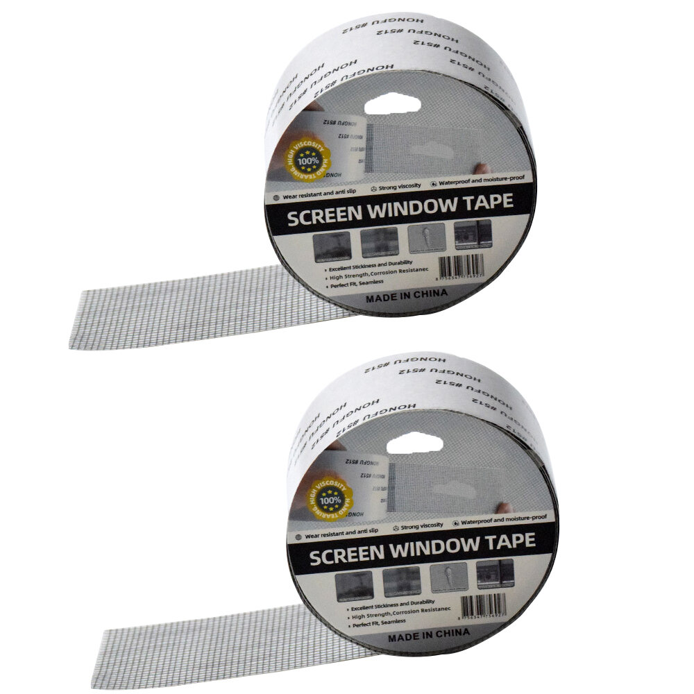2 рулона сетки для ремонта окон, клейкая сетка для ремонта отверстий, серый, 5 x 200 см