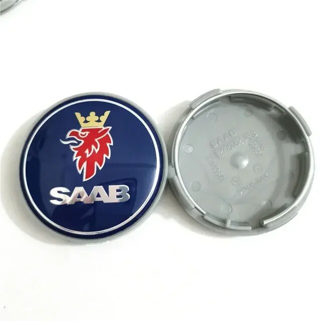 4 шт. колпачки для дисков SAAB, синие, 63 мм