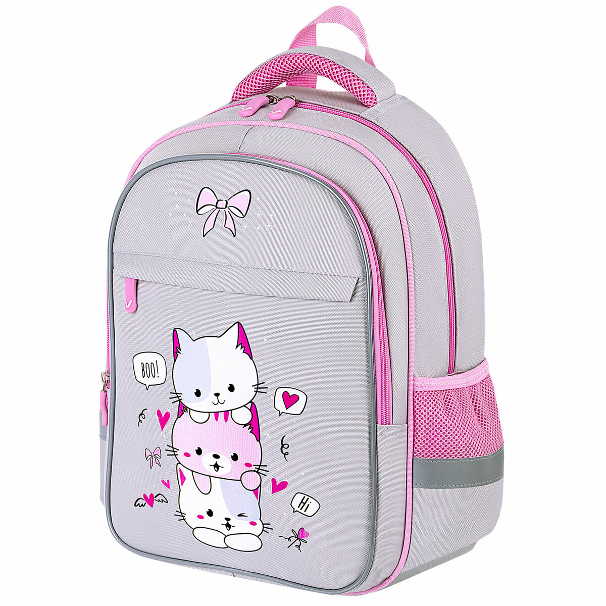 Рюкзак школьный Brauberg Favour, 2 отделения, 3 кармана, "Fluffy kittens", 40х29х15см (271417)