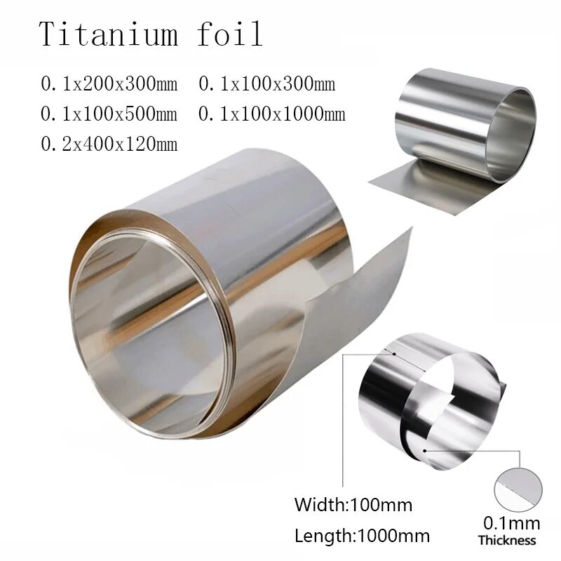 Титановая фольга Gr2, 0.1x100x300mm