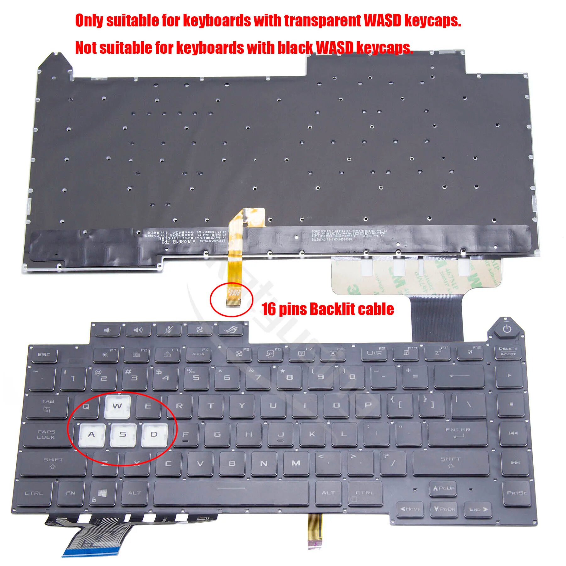 Клавиатура Katyusing Rus US Испанская латинская для Asus Rog Strix G15 G513 с подсветкой
