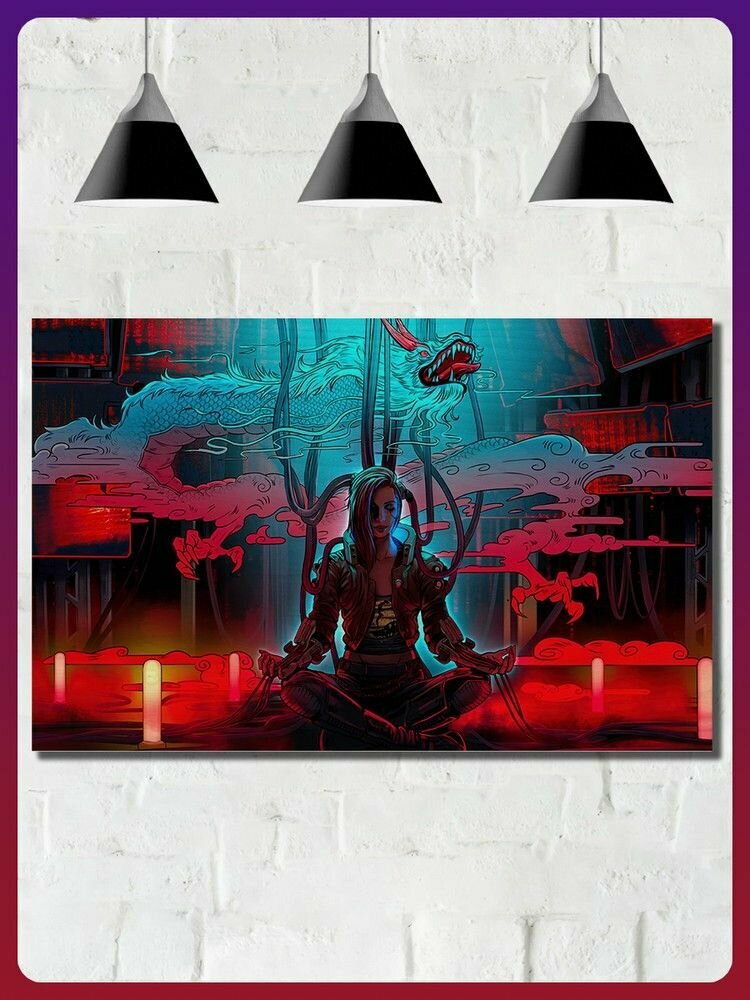 Картина интерьерная на дереве Игры Cyberpunk (Киберпанк, приключения, шутер, файтинг, PS, Xbox, PC, Switch) - 62412197