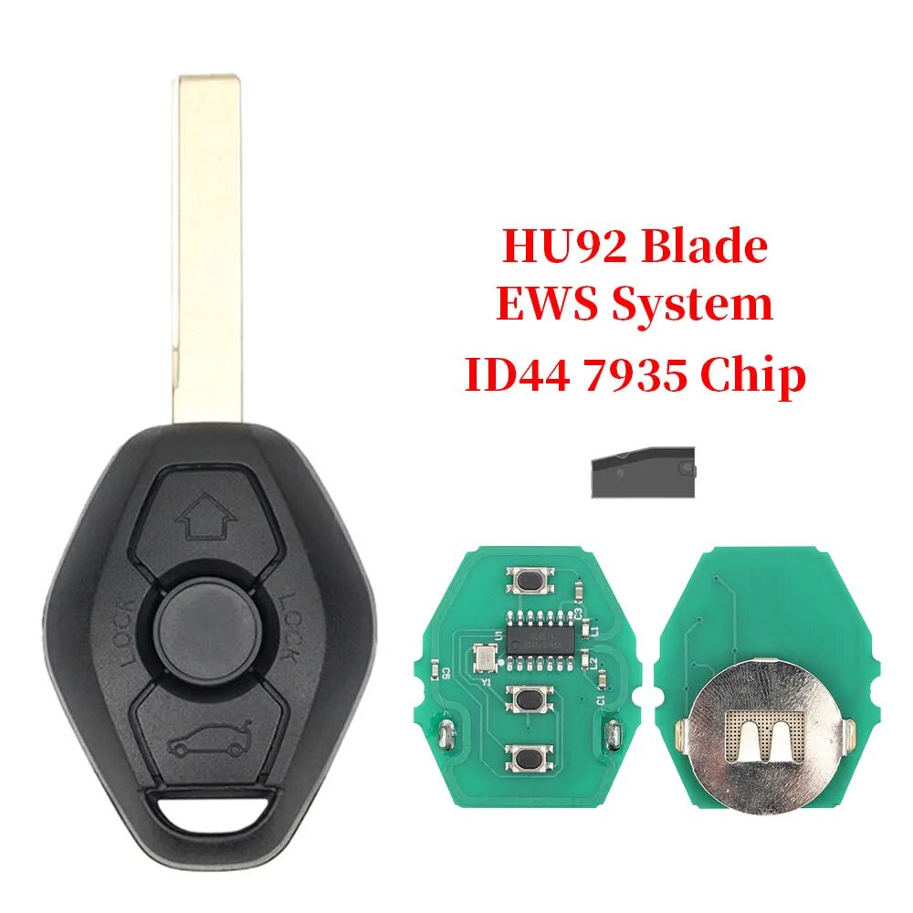 Система Liberty EWS ID44 PCF7935 чип 315/433 МГц HU58/HU92 автомобильный дистанционный ключ для BMW 1/3/5/7 серии X3 X5 Z3 Z4 E38 E39 E46 E65 Hu92 With ID44 Chip, 433MHz
