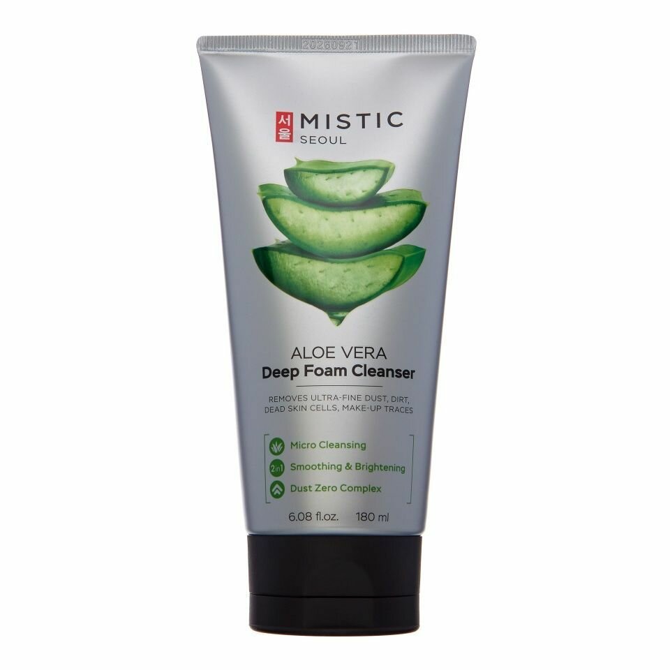 Пенка для умывания MISTIC Aloe Vera Deep Foam Cleanser 180 мл для всех типов кожи лица