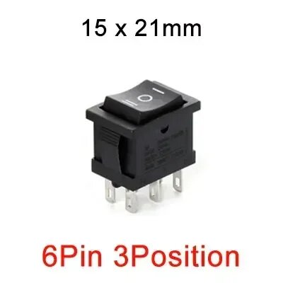 Кулисный переключатель KCD1 2/3 позиции пластик 6A/250V 10A/125V