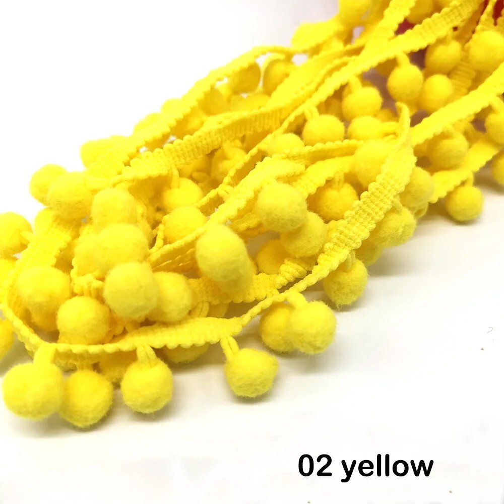 Тесьма с помпонами и бахромой, полиэстер, хлопок Желтый, 5 Yards, 2