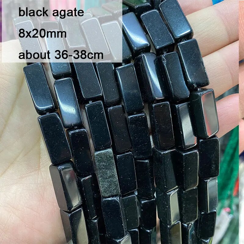 Натуральные бусины LUOMAN XIARI: черный камень, агат, оникс, турмалин, разные 8x20mm rectangle