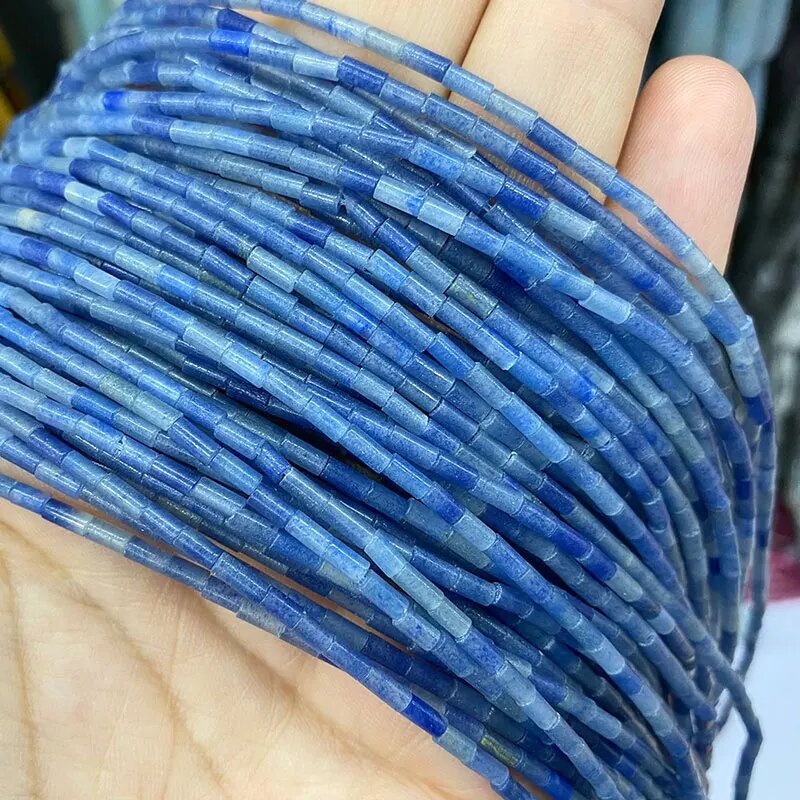 Бусины из натурального камня LUOMAN XIARI 2x4 мм, гематит, агат, яшма, кристалл Синий, Blue Aventurine