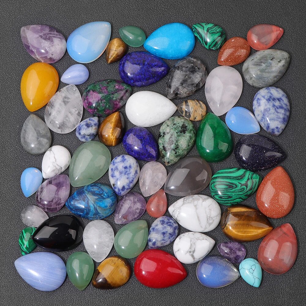 Бусины кабошон черные 10х14 мм, 10 шт, NO.19 Turquoise — фото 1