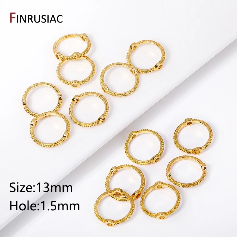Латунные рамки для бусин 13 мм, 20 шт, 18K gold plated