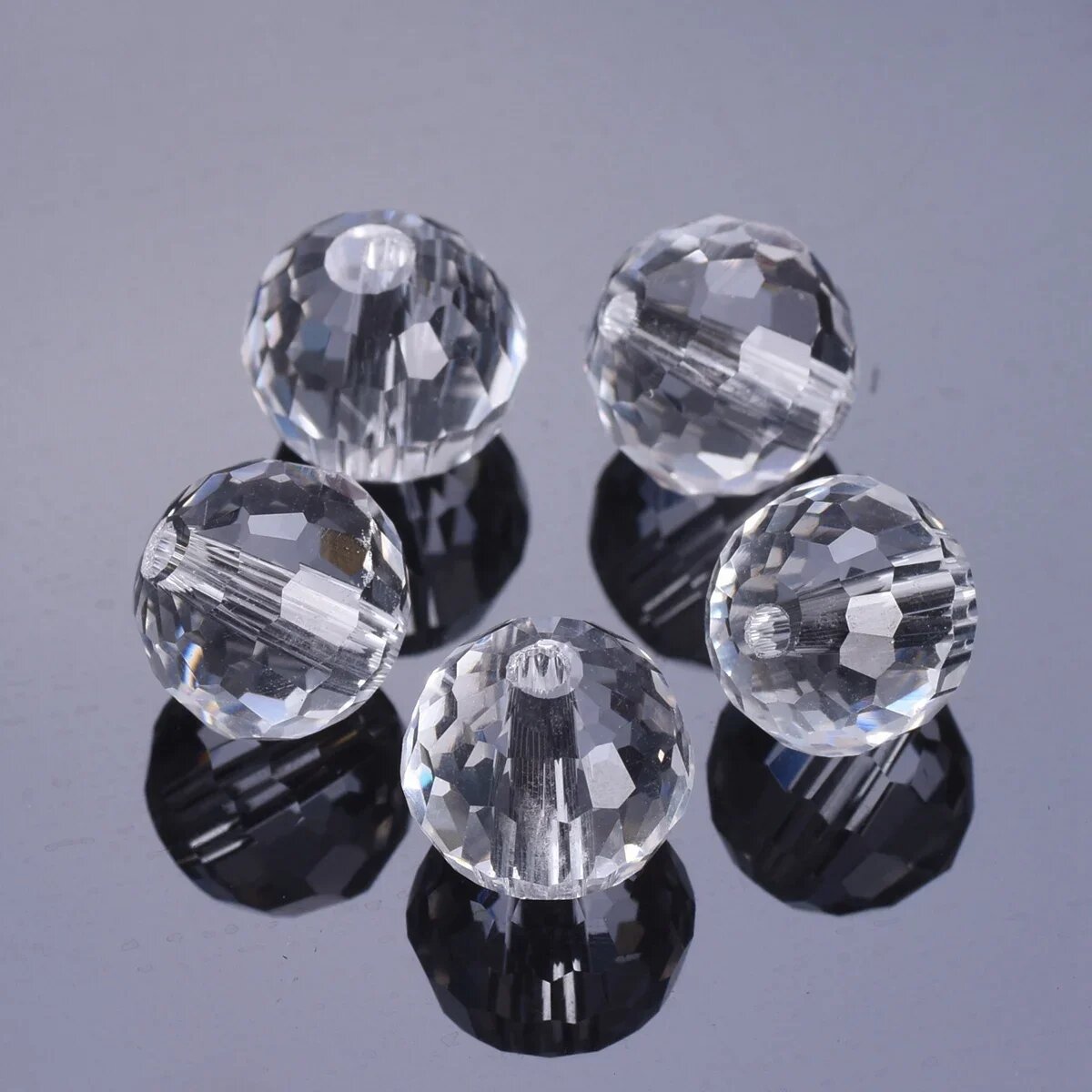 Бусины стеклянные граненые, 12 мм, Clear, 10 шт.