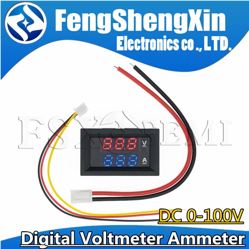Вольтметр амперметр DC 0-100V 10A, 10A Blue-Green