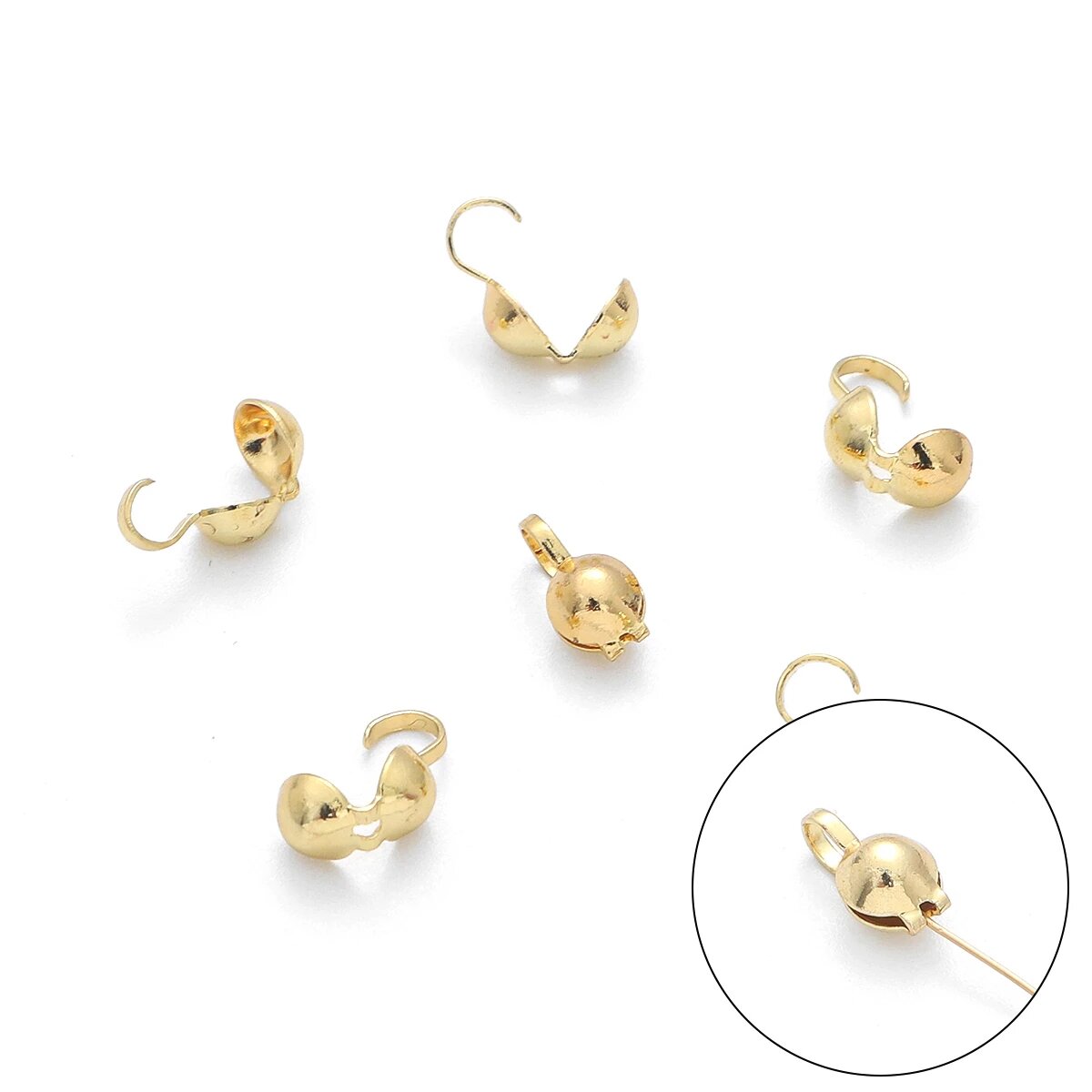 Золотые зажимы-клипсы для бижутерии, 5х10 мм, 20 шт, Цвет: 03 Gold